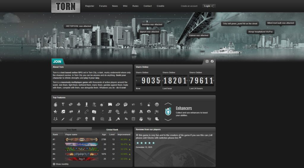 Torn is a 21-year old text-based browser MMO with over 80,000 daily ...